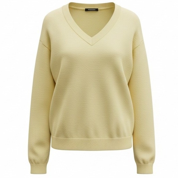Express | Sweaters | Express V Neck Sweater Light Yellow Textured ...
